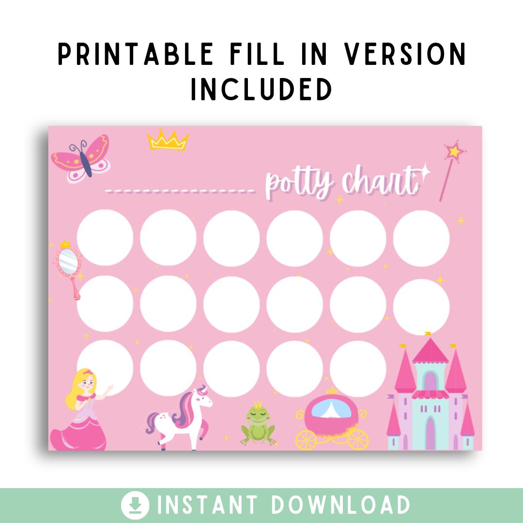 Editable Princess Potty Chart | Kids Toilet Training Reward Chart ...