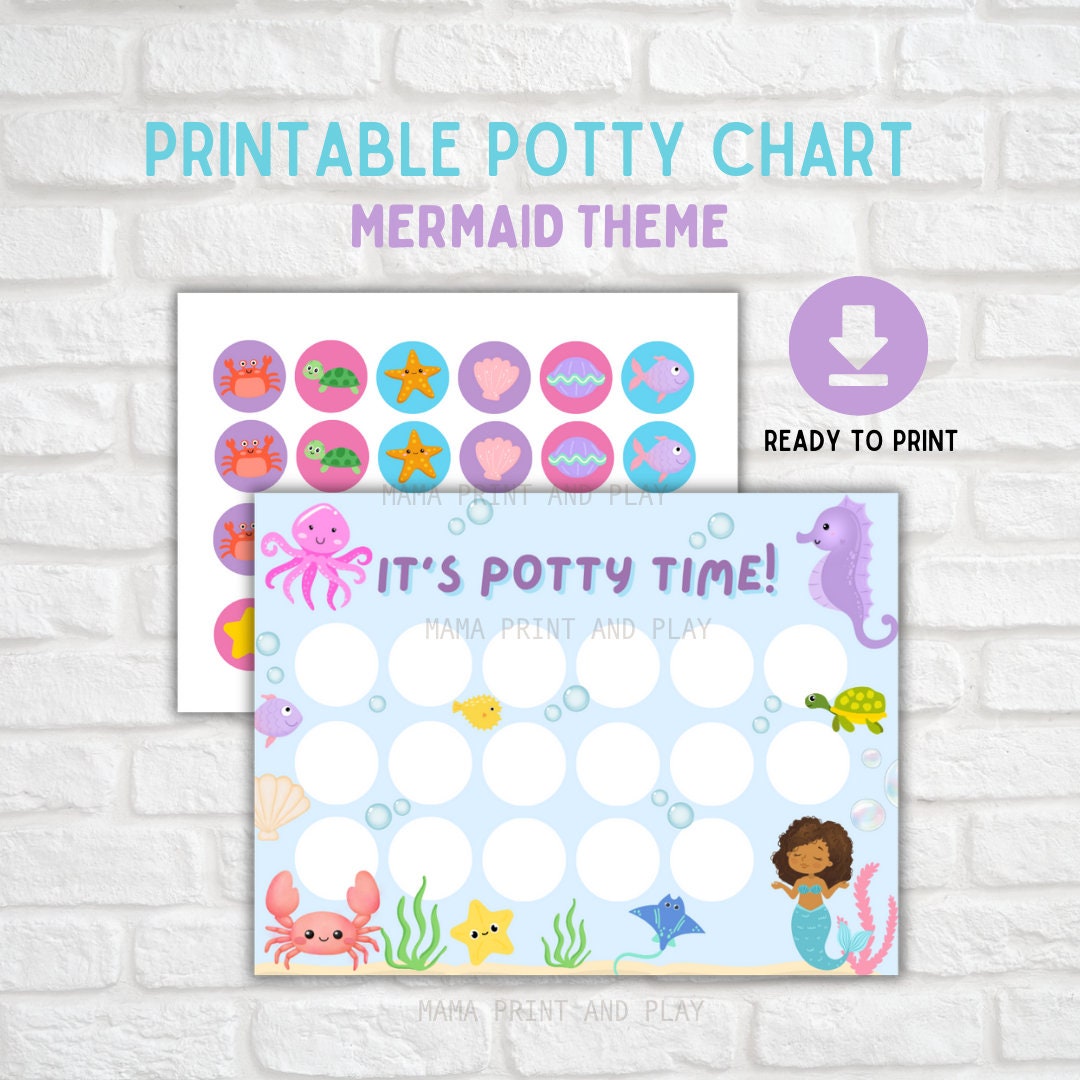 Potty Training Chart Mermaid Theme, Potty Reward System, Potty Prize ...