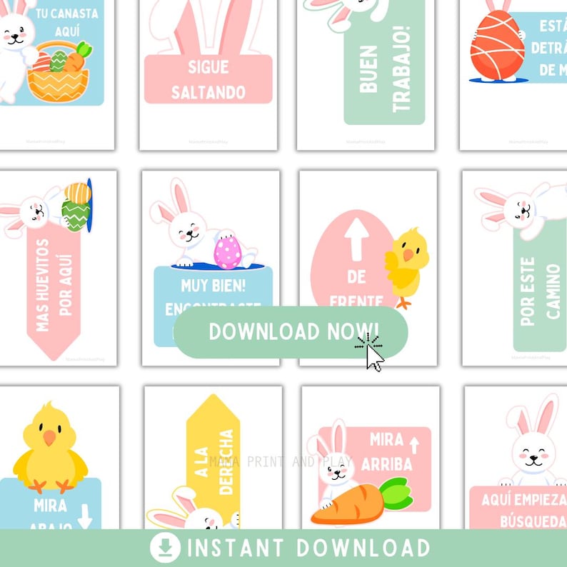 Spanish Easter Egg Hunt Printable Kit, Easter Bunny Clues, Easter ...