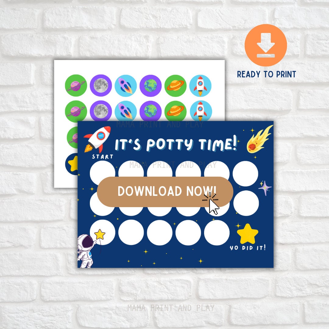 Potty Training Chart Space Theme, Potty Reward System, Potty Prize ...