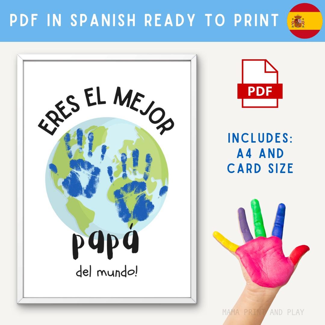 Father's Day Handprint Craft Template in Spanish, Preschool Handprint ...