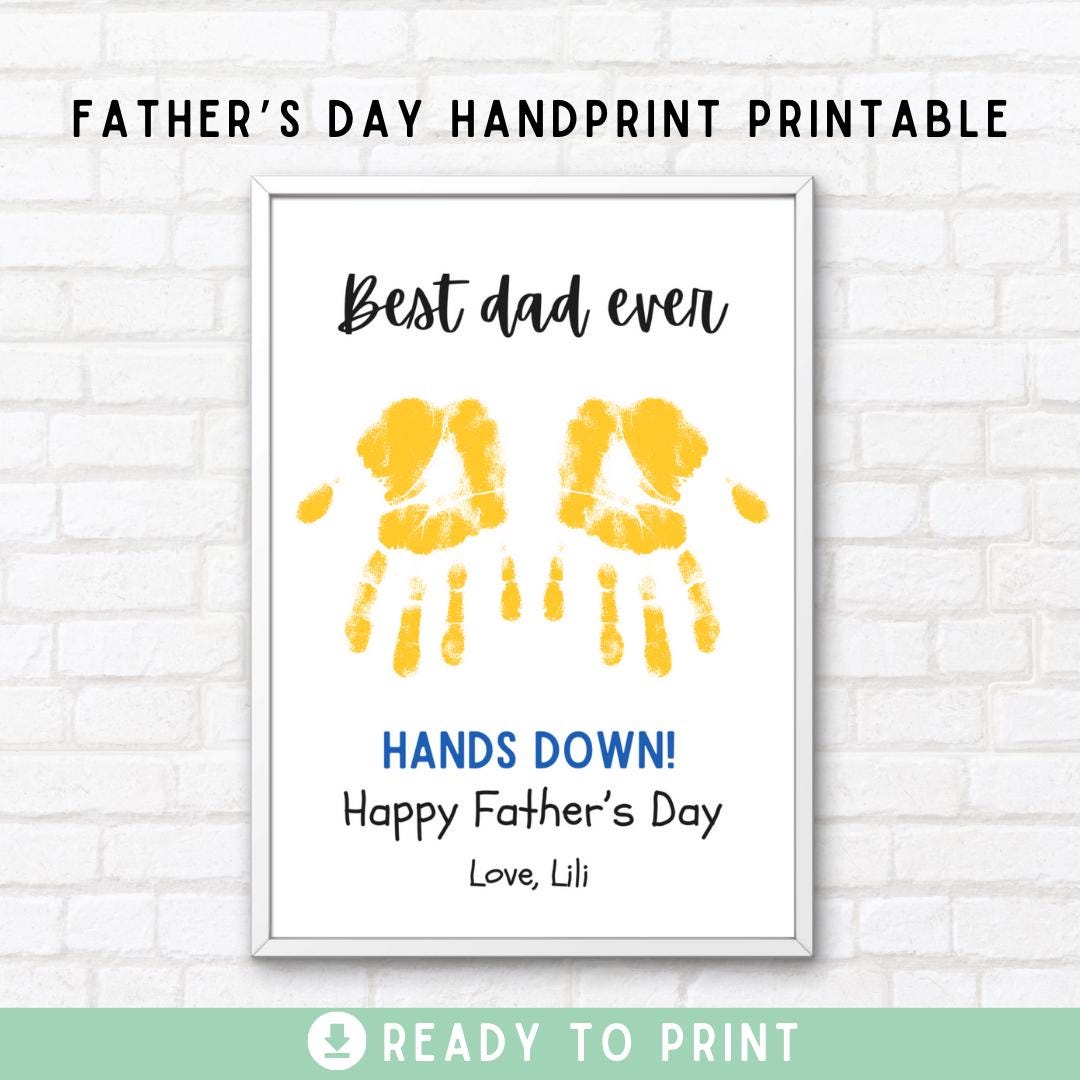 Father's Day Printable, Best Dad Handprint Art, Fathers Day Gift ...