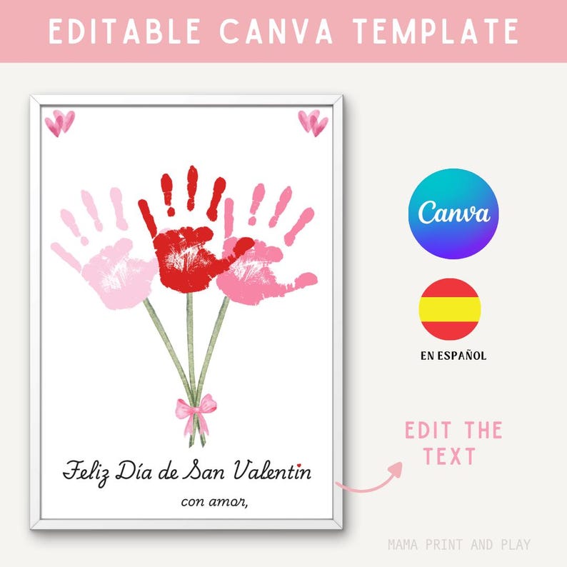 Spanish Valentine Handprint Art for Kids | Valentine Craft in Spanish ...