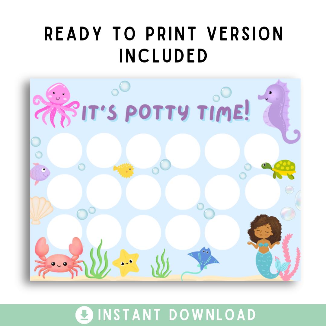 Editable Mermaid Potty Chart | Kids Toilet Training Reward Chart ...
