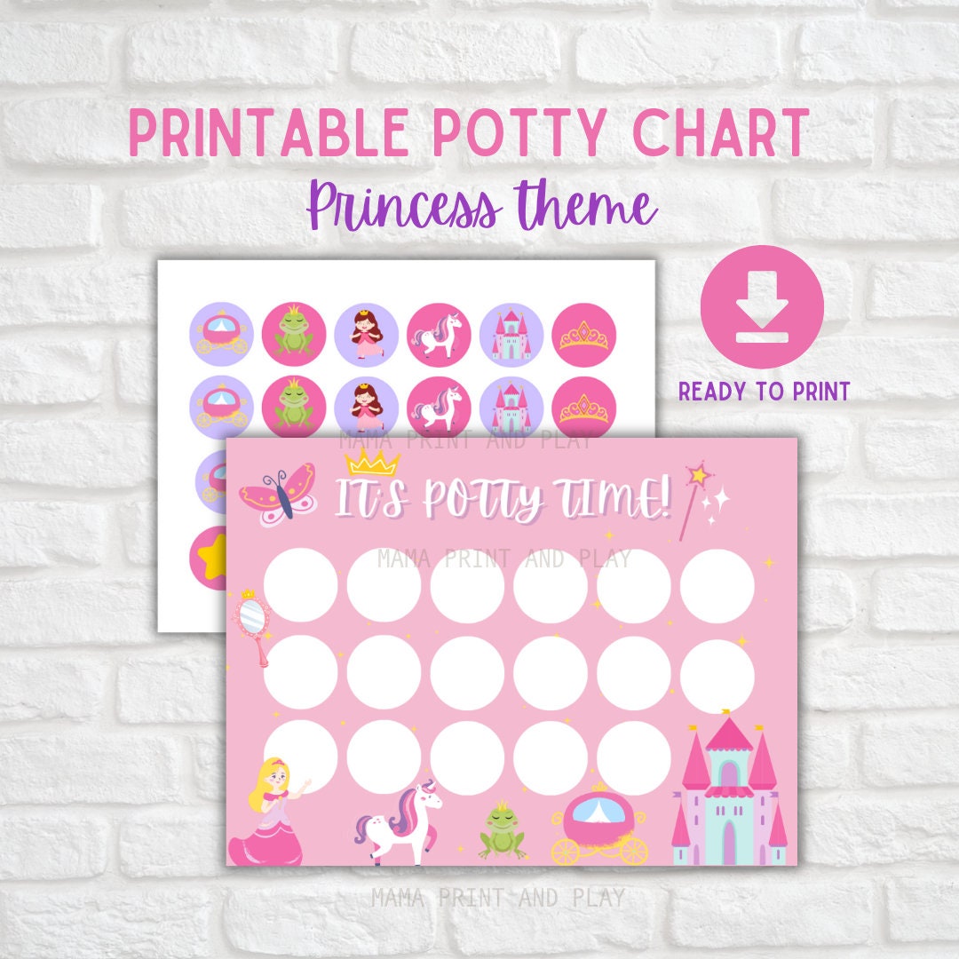 Potty Training Chart Princess Theme, Potty Reward System, Potty Prize ...