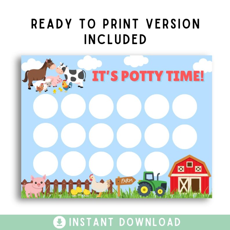 Editable Farm Animals Potty Chart | Kids Toilet Training Reward Chart ...