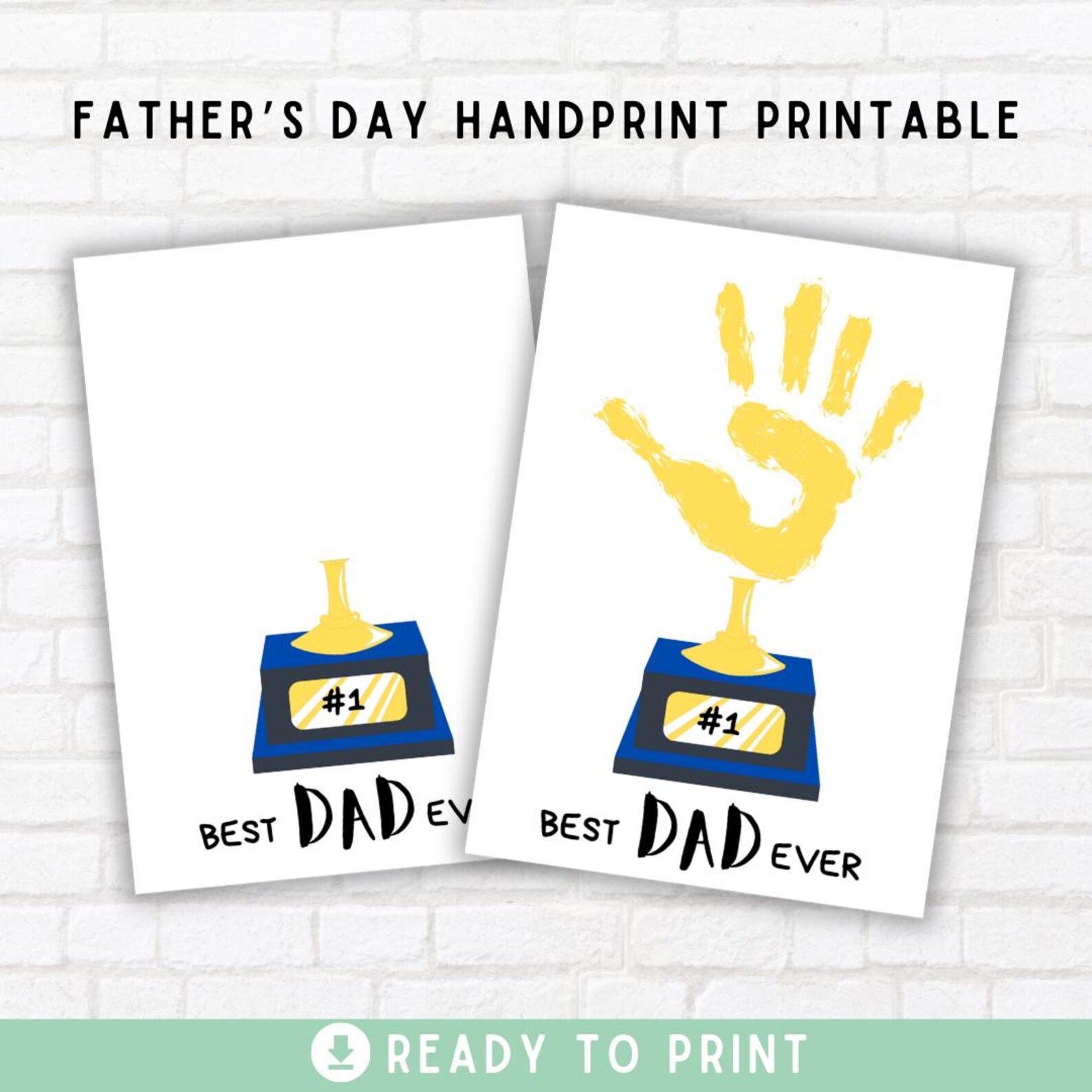 Father's Day Printable, Best Dad Ever Handprint Art, Fathers Day Gift ...