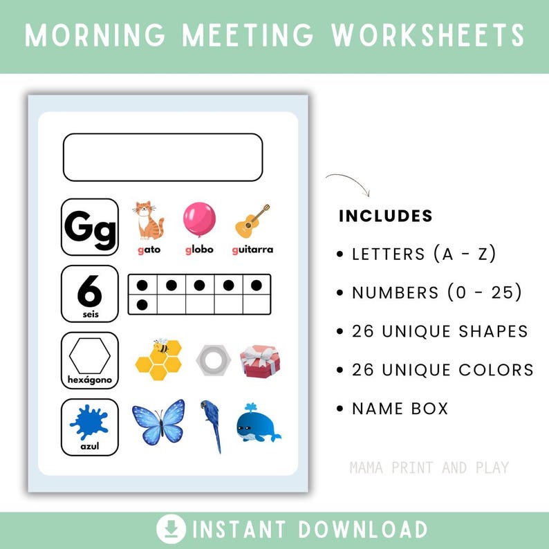 Spanish Preschool Circle Time Chart | 26 Weekly Morning Meeting ...
