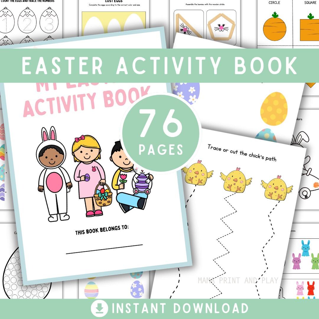 Easter Activity Book for Kids – 78 Printable Easter Worksheets ...