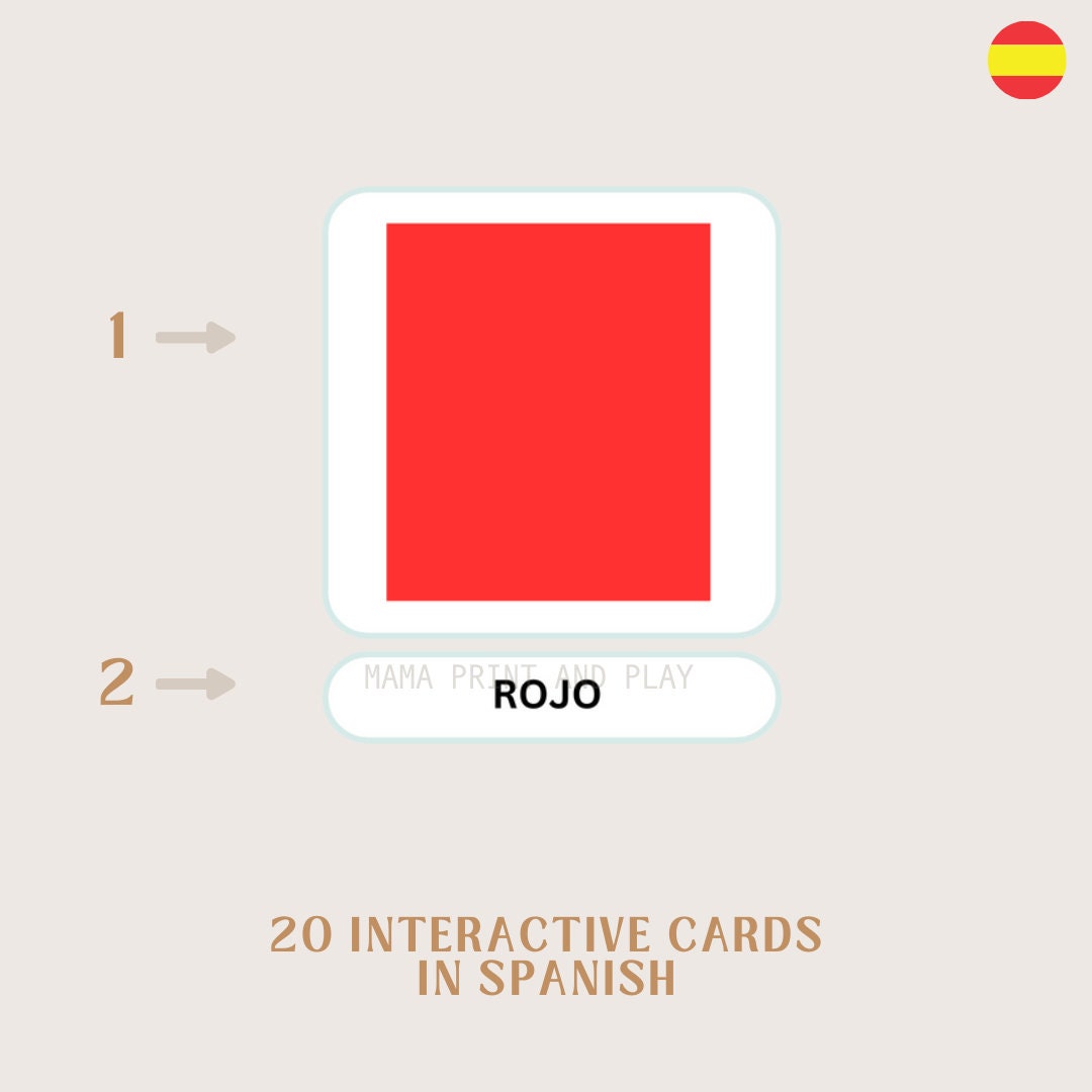 Spanish Color Cards, Montessori Flashcards, Spanish Cards, Educational ...