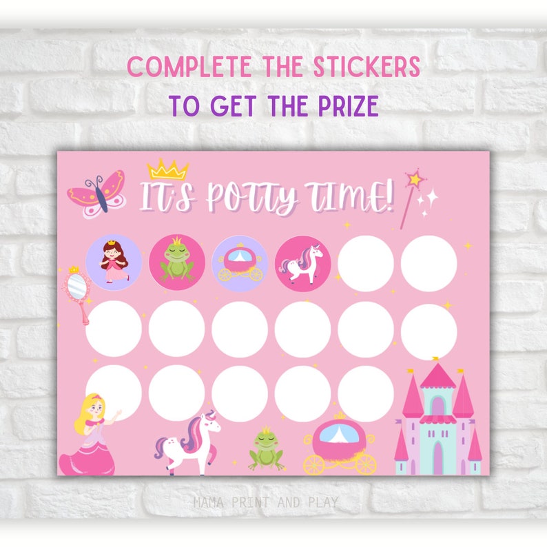 Potty Training Chart Princess Theme, Potty Reward System, Potty Prize ...