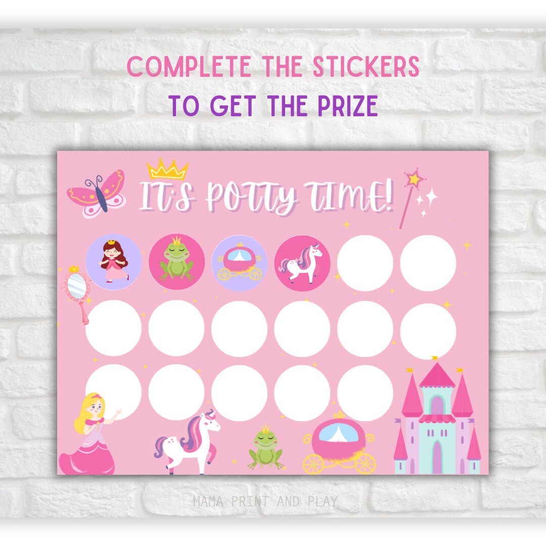 Potty Training Chart Princess Theme, Potty Reward System, Potty Prize ...