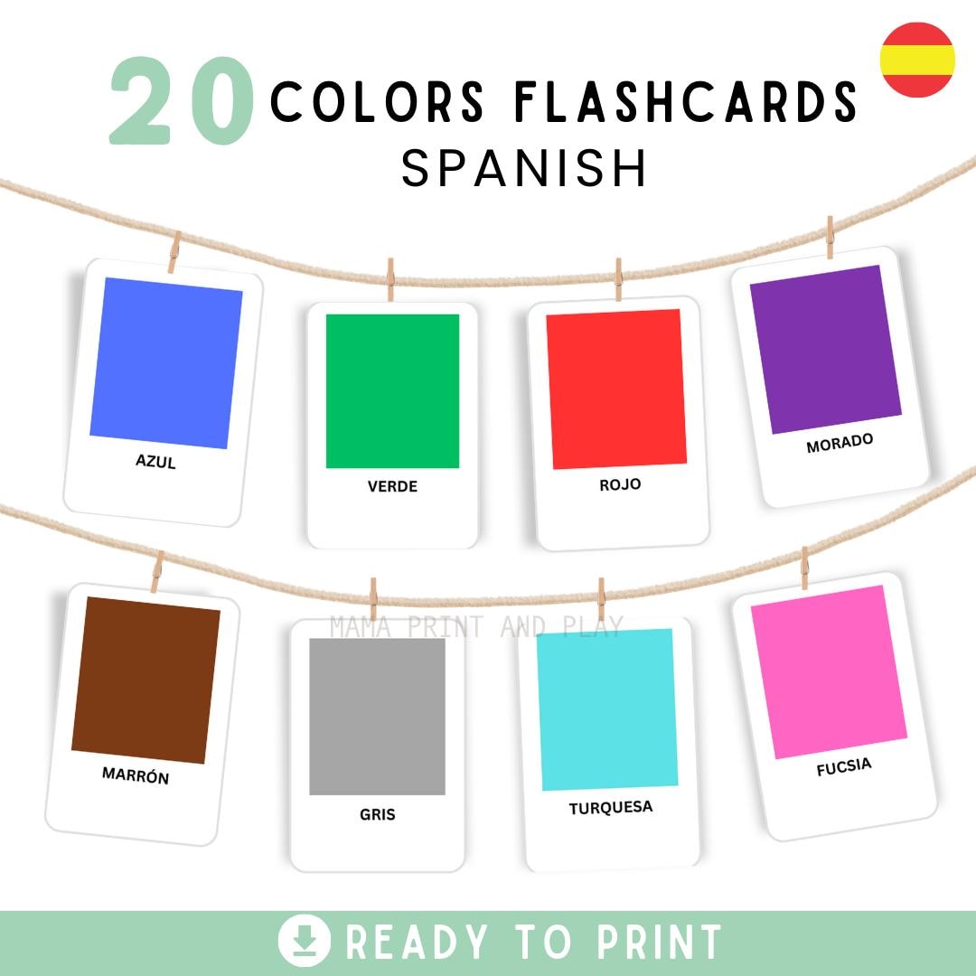 COLORS Spanish Flashcards, Spanish Flashcards, Educational Printable ...