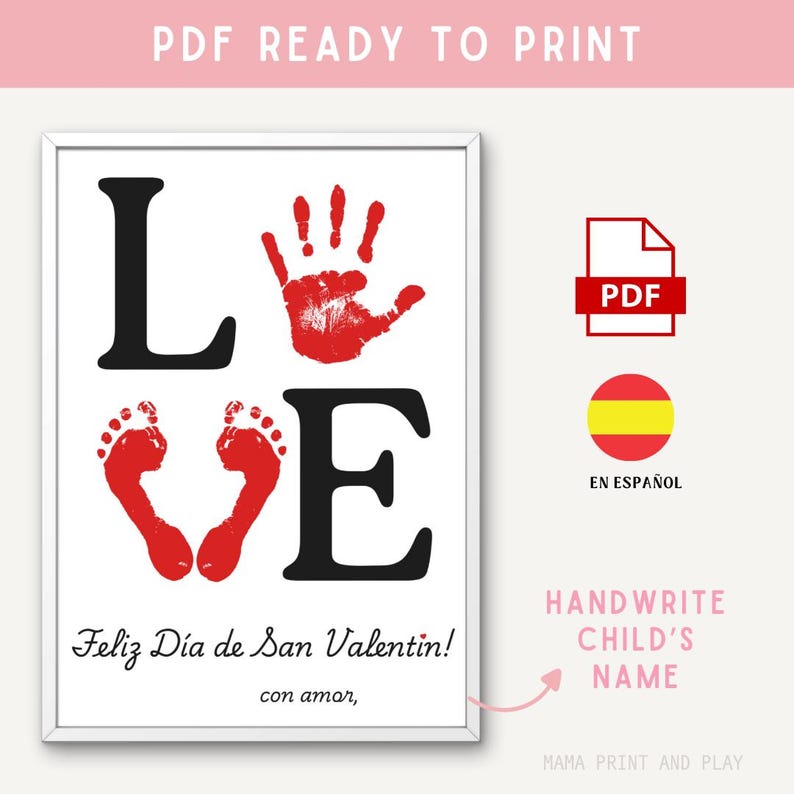 Spanish Valentine Handprint Art for Babies | Valentine Craft in Spanish ...