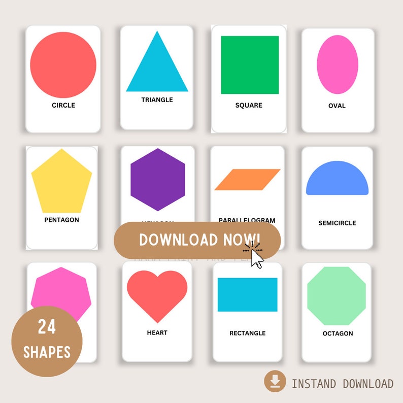 20 Shapes Flash Cards, Printable Flashcards, Homeschool Printables ...
