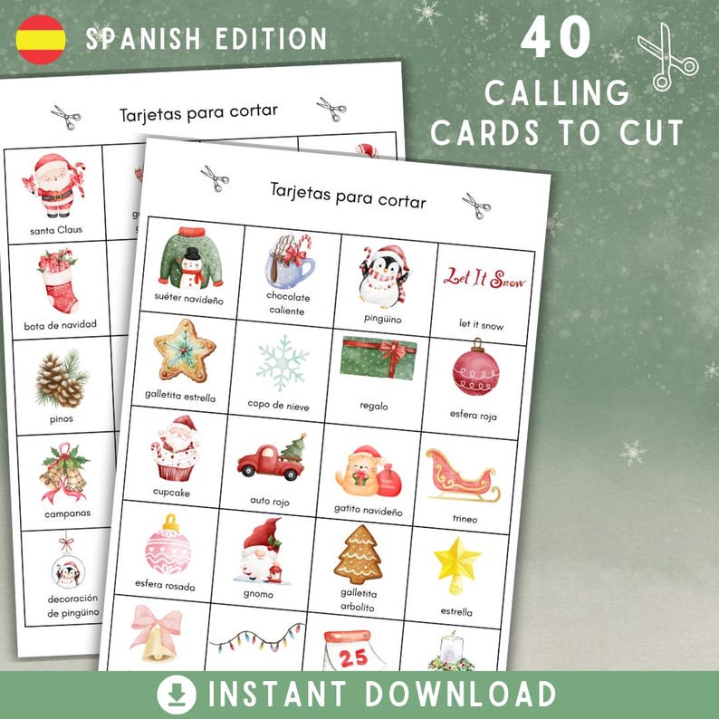 Christmas Bingo in Spanish | Printable Navidad Bingo Game | Spanish ...