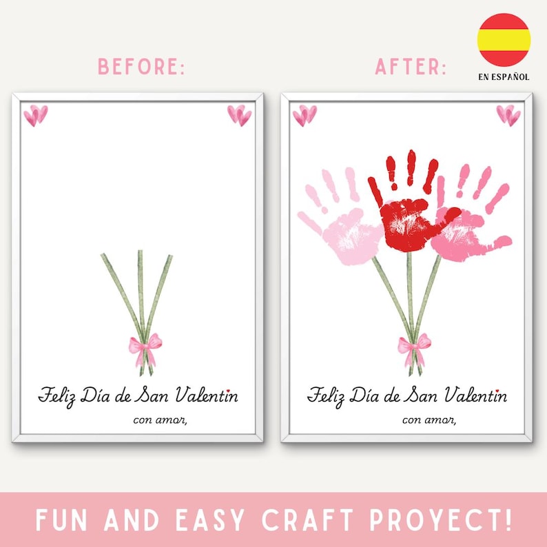 Spanish Valentine Handprint Art for Kids | Valentine Craft in Spanish ...