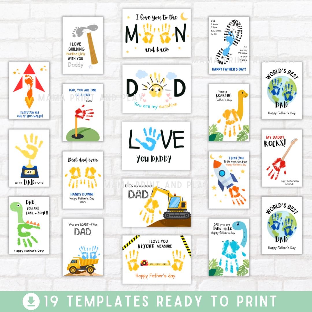 Fathers Day Handprint Template, Fathers Day Art Bundle, Father's Day ...