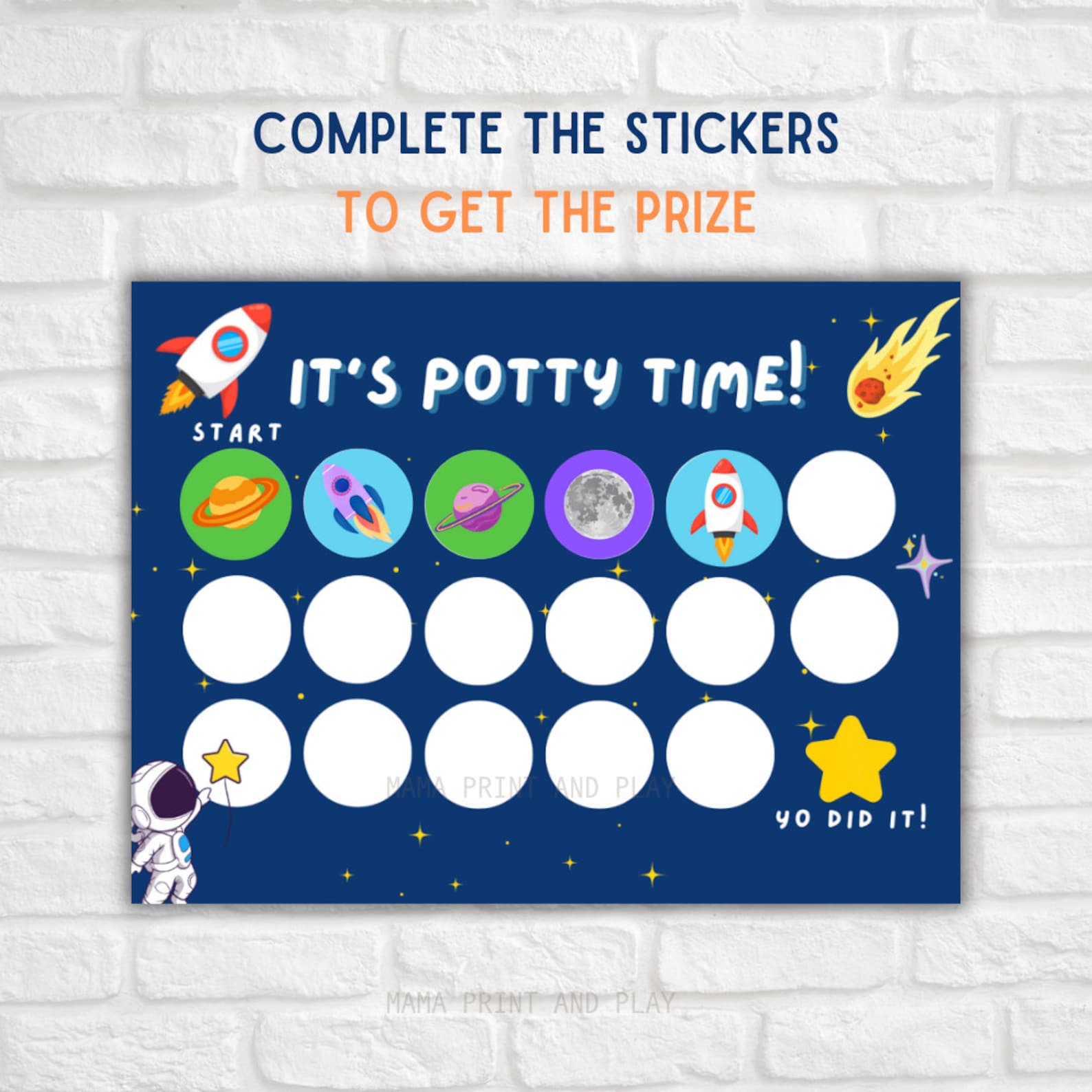 Potty Training Chart Space Theme, Potty Reward System, Potty Prize ...