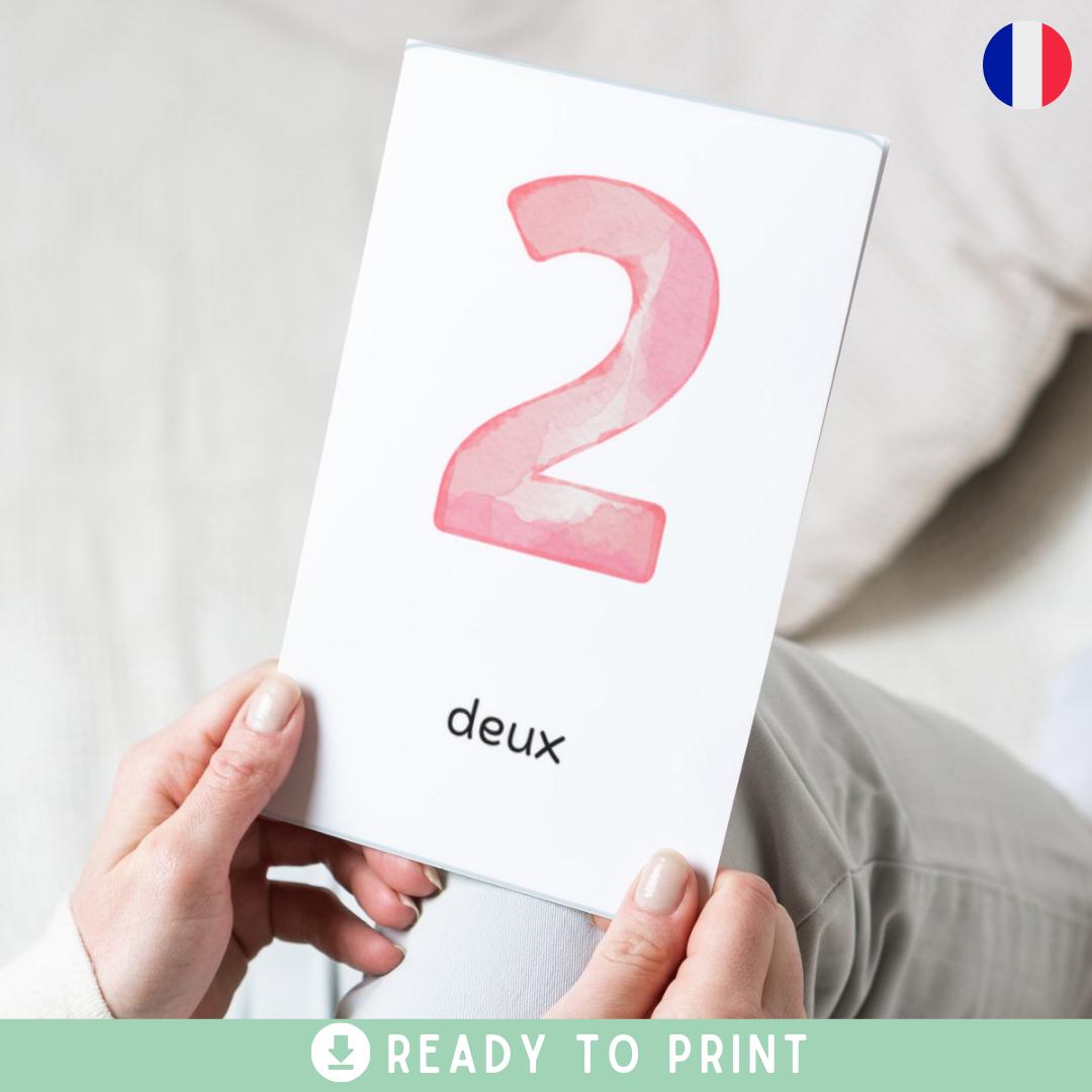 FRENCH Numbers Flashcards | Montessori Counting Cards + Number Cards 1 ...