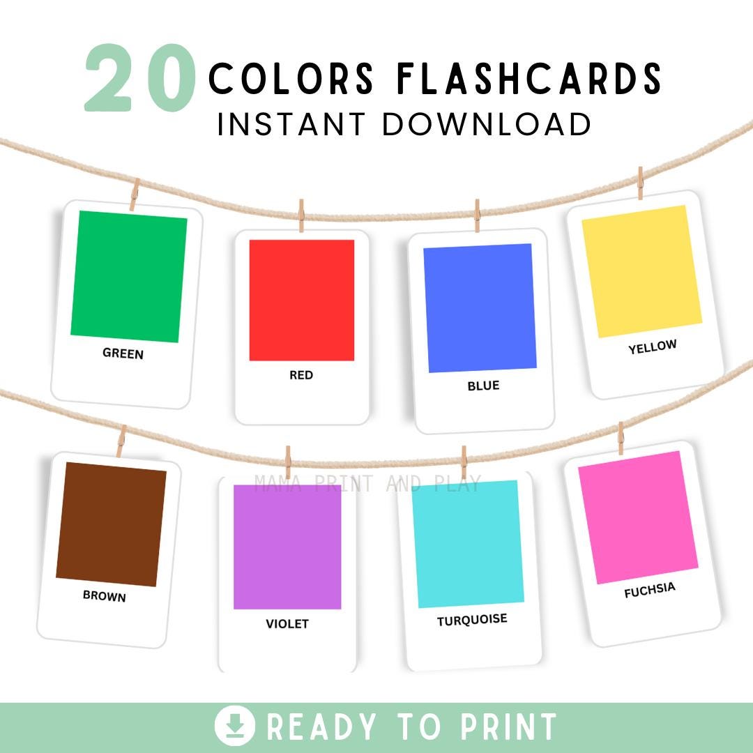 COLORS Flashcards , Three-part Montessori Cards, Flashcards ...