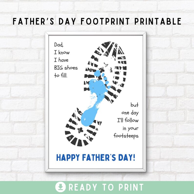 Father's Day Footprint Printable, Fathers Day Gift, Fathers Day ...