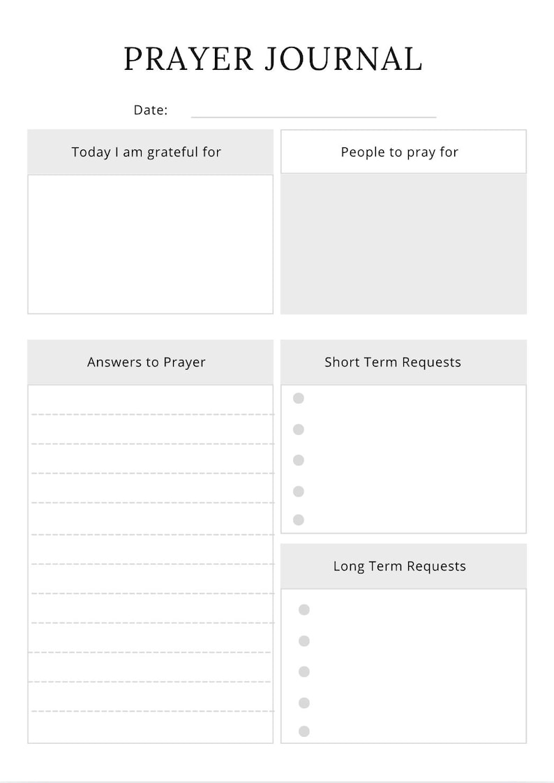 Printable Prayer Journal: Gratitude, Reflection, & Meditation (PDF ...