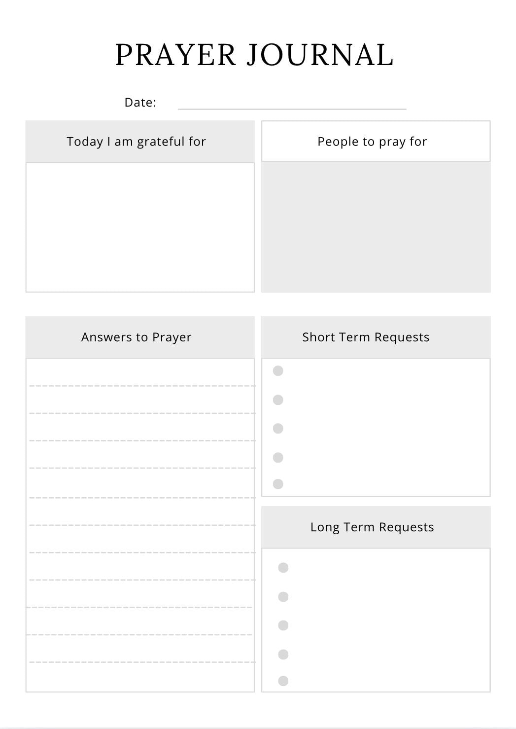 Printable Prayer Journal: Gratitude, Reflection, & Meditation (PDF ...