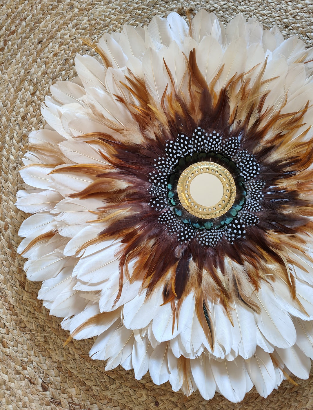 Jujuhat "cheyennes" Raw and Brown Feathers + Brass Mirror - Etsy