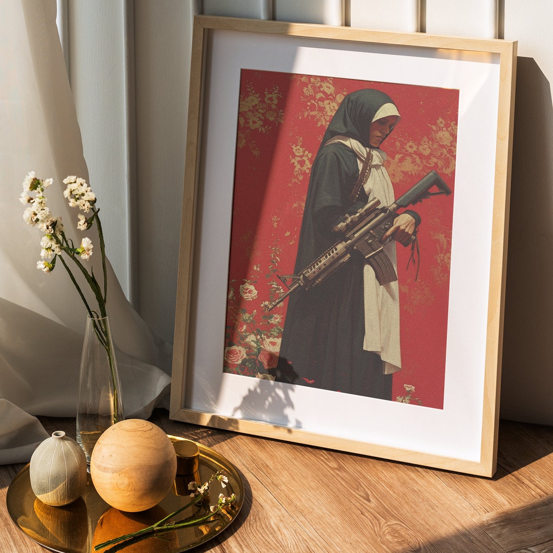 Dangerous Nun Portrait Printable, Quirky Gift, Eclectic Print ...
