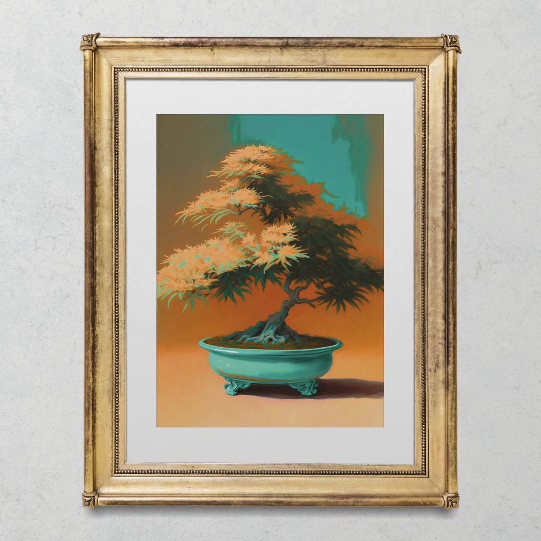 Marijuana Bonsai Illustration Painting Poster Print Weed Plant ...