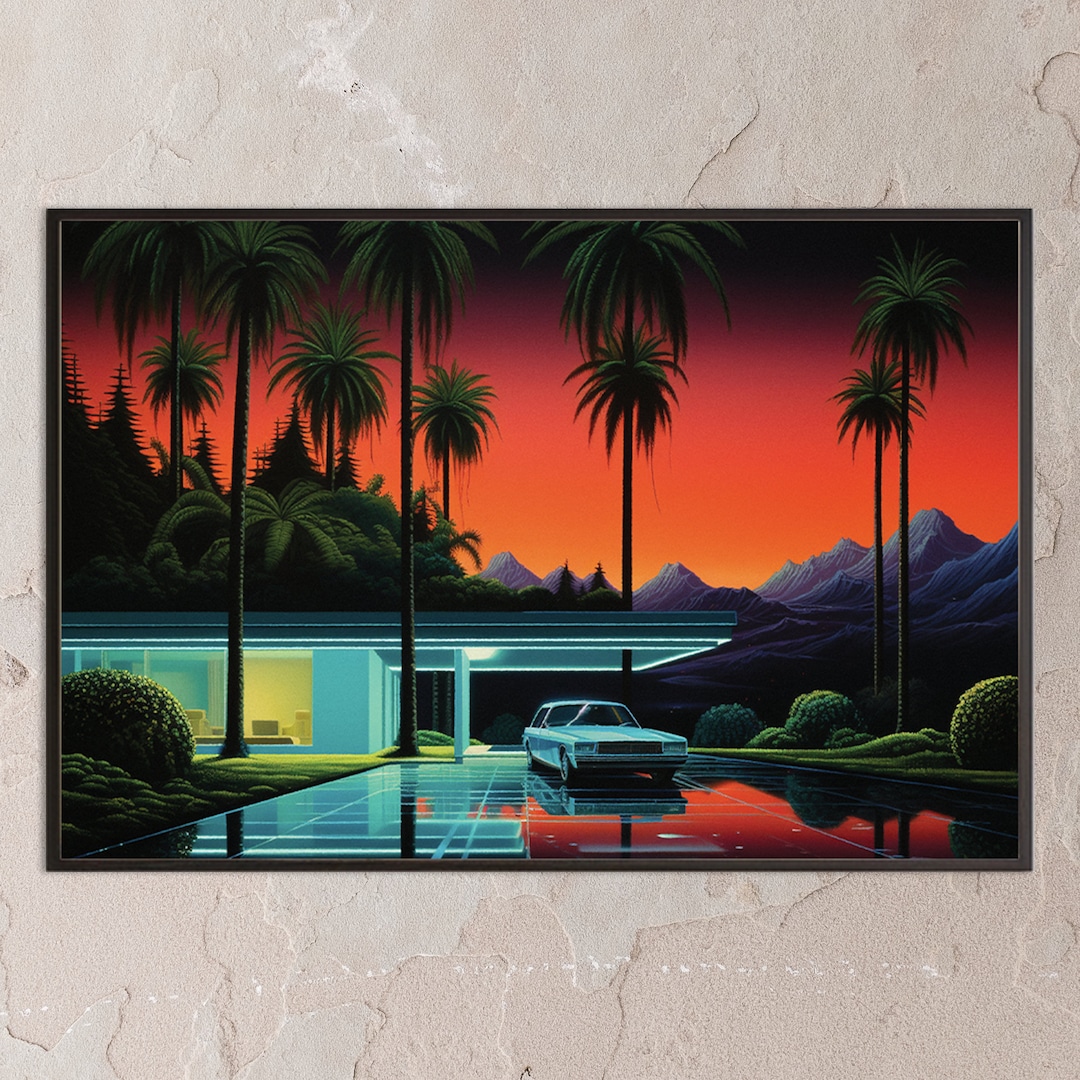 Vice City Skyline Coast Printable, Eclectic Sunset Print, Maximalist ...