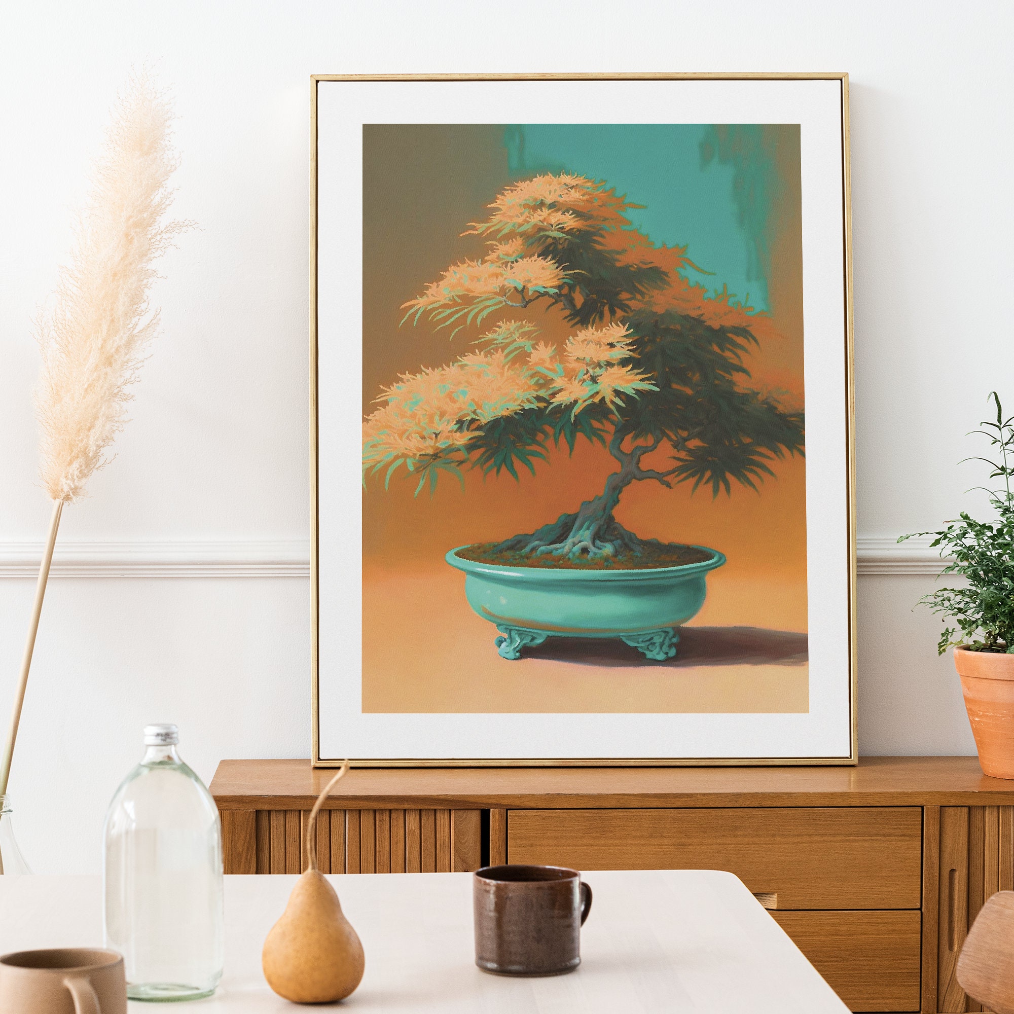 Marijuana Bonsai Illustration Painting Poster Print Weed Plant ...