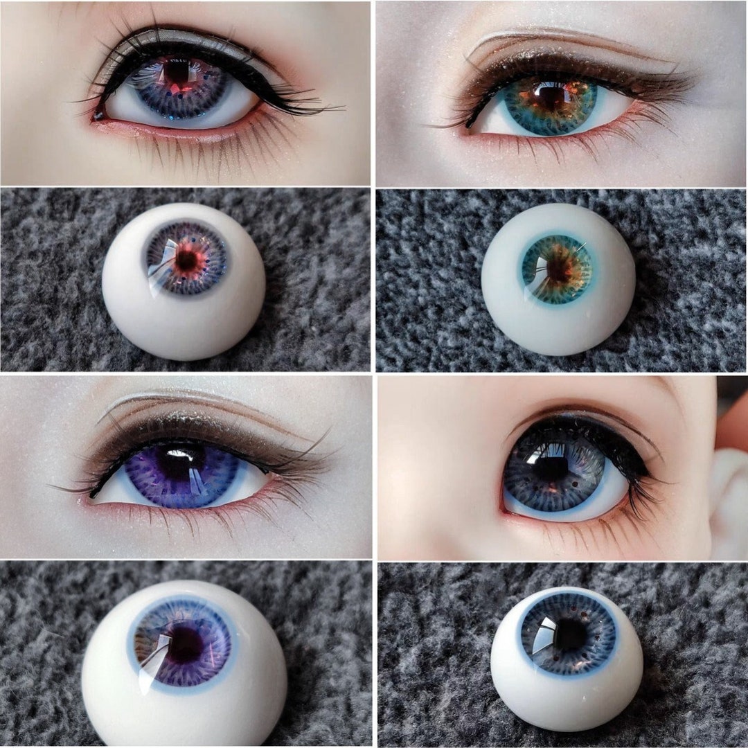 BJD Plaster Eyes 12mm 14mm 16mm 18mm, Blue Purple Eyes Small Normal ...