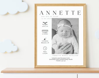 Personalized Birth Stat Signs Poster, Custom Baby Birth Sign, Baby ...
