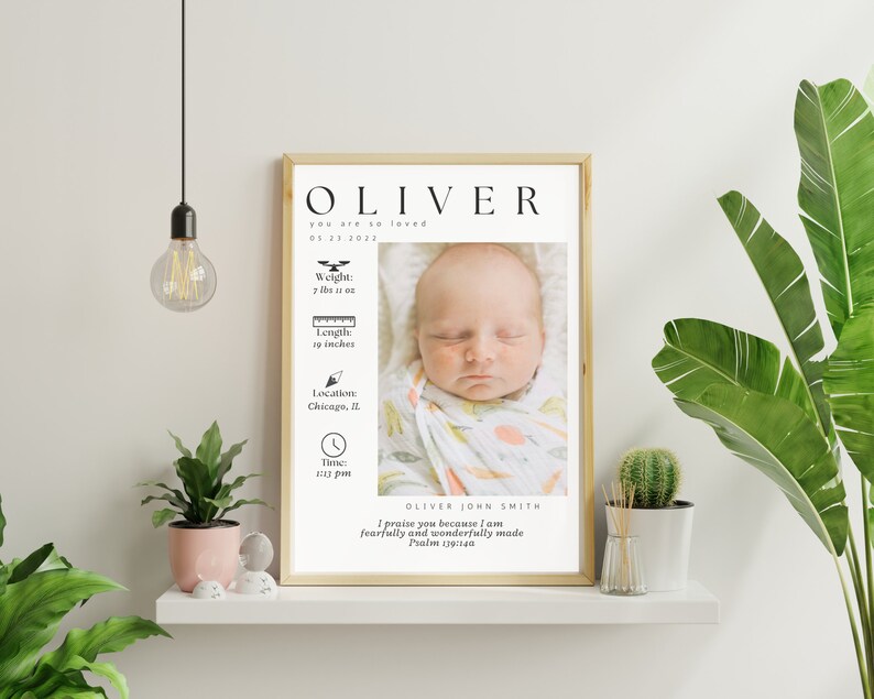 Personalized Birth Stat Signs Poster, Custom Baby Birth Sign, Baby ...