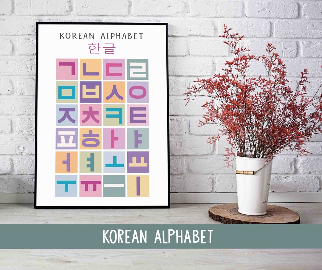Korean Alphabet Preschool Educational Poster for Homeschool, Kids Decor ...