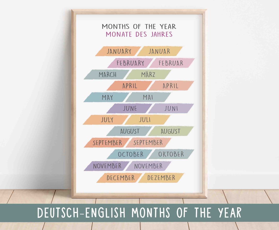 Deutsch English Months of the Year Bilingual Preschool Educational ...