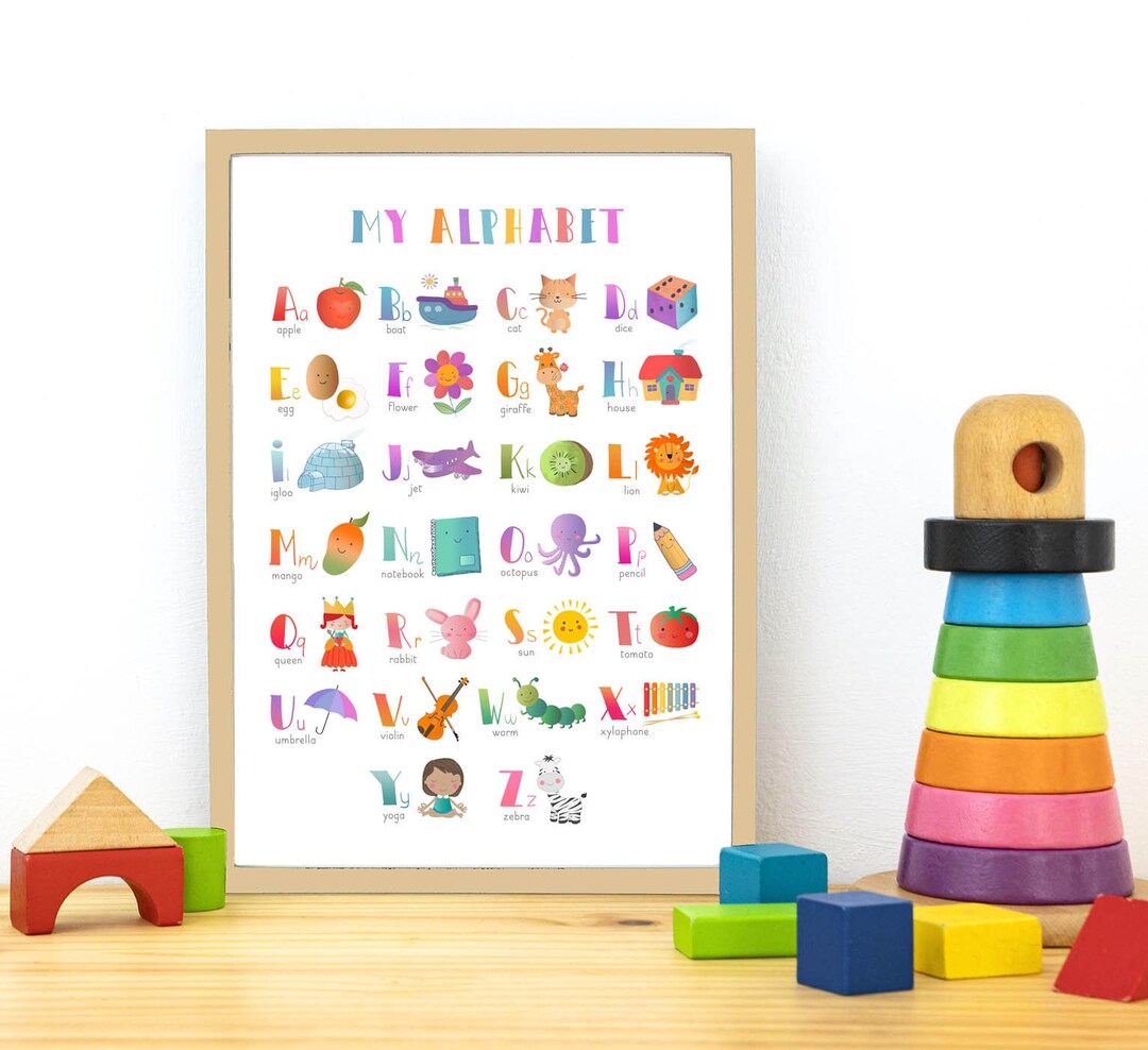 Poster English Alphabet With Funny Drawings, Preschool Educational ...