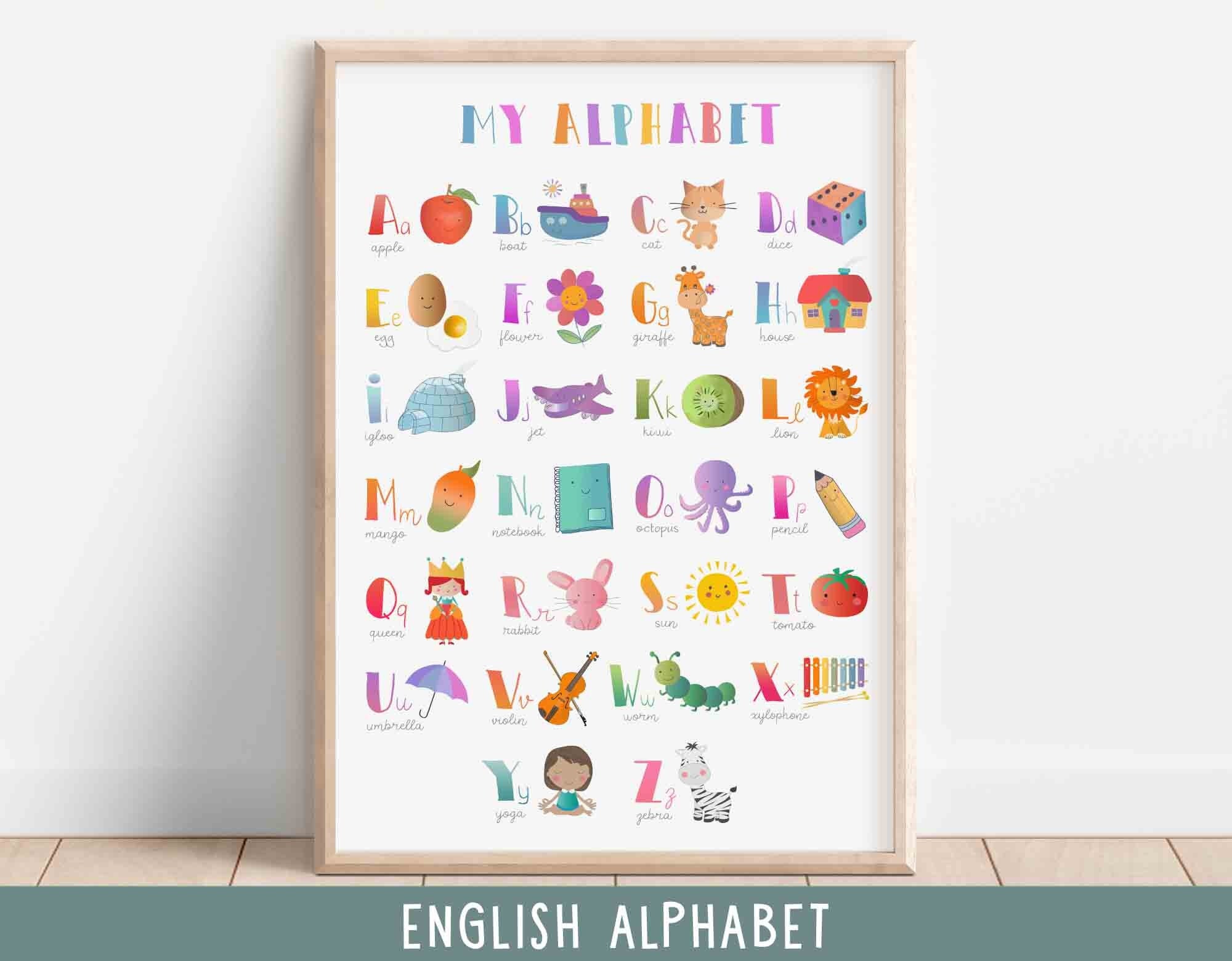 Poster English Alphabet With Funny Drawings Preschool - Etsy