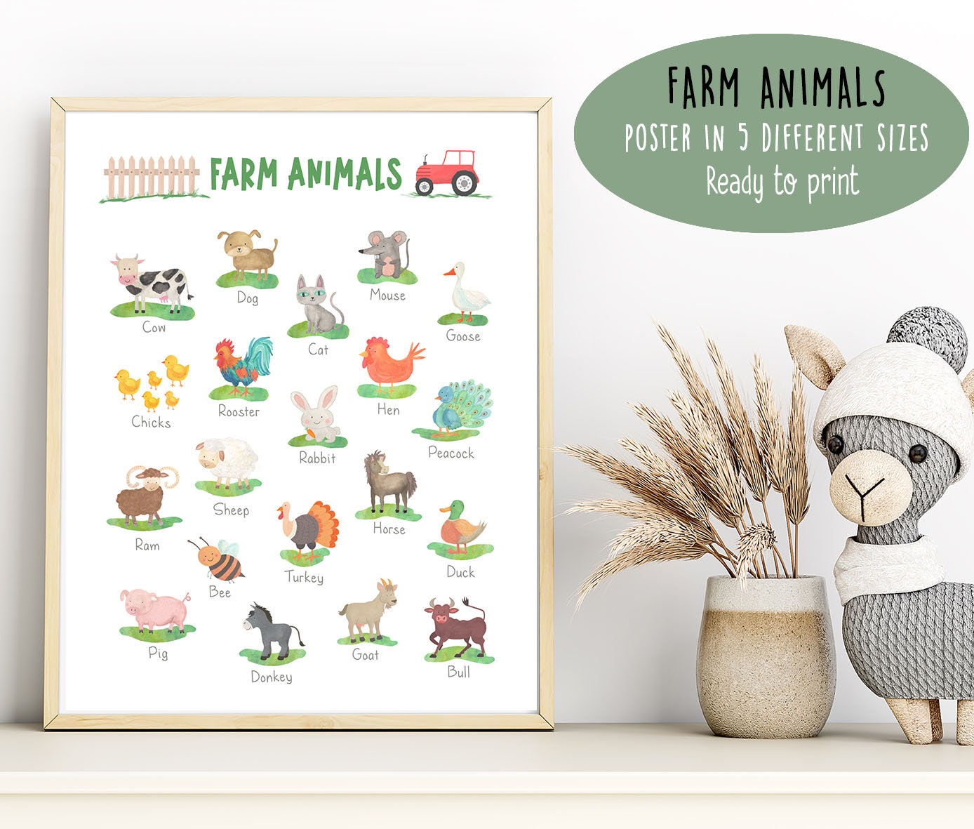 Farm Animals Poster Preschool Educational Classroom - Etsy