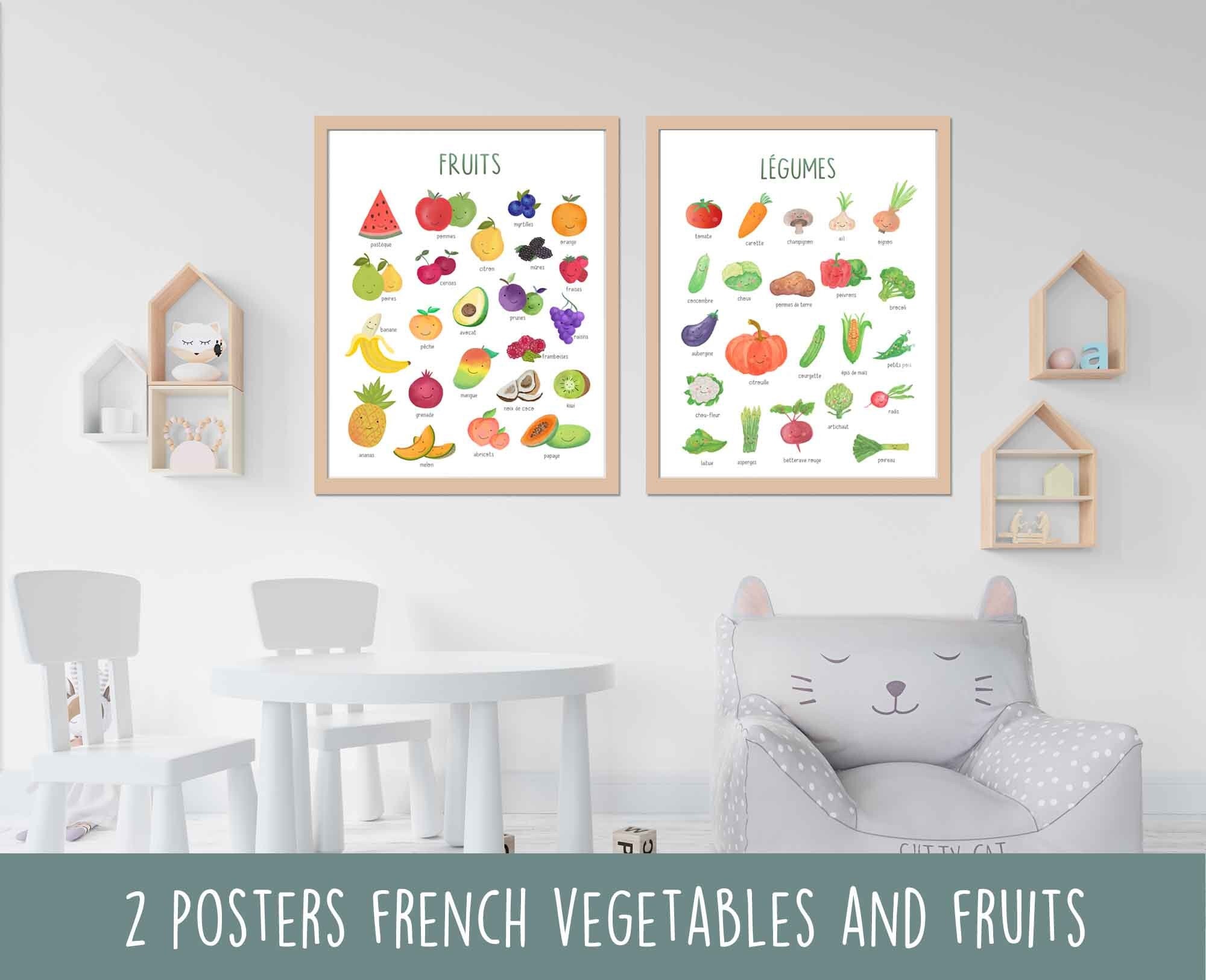 Set of 2 French Fruits and Vegetables Educational Preschool and Toddler ...