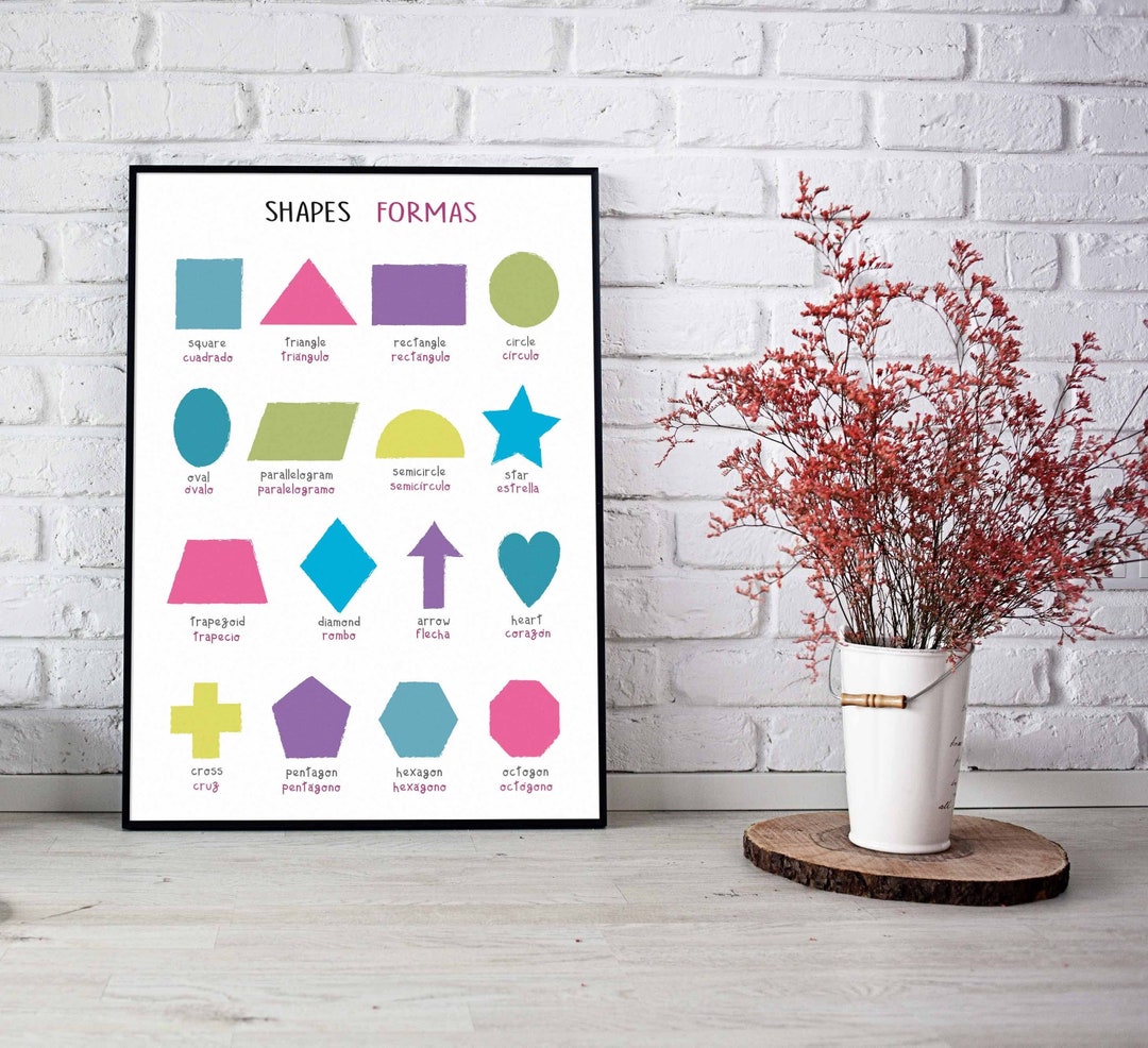 Bilingual Shapes English Spanish, Educational Print for Homeschool ...