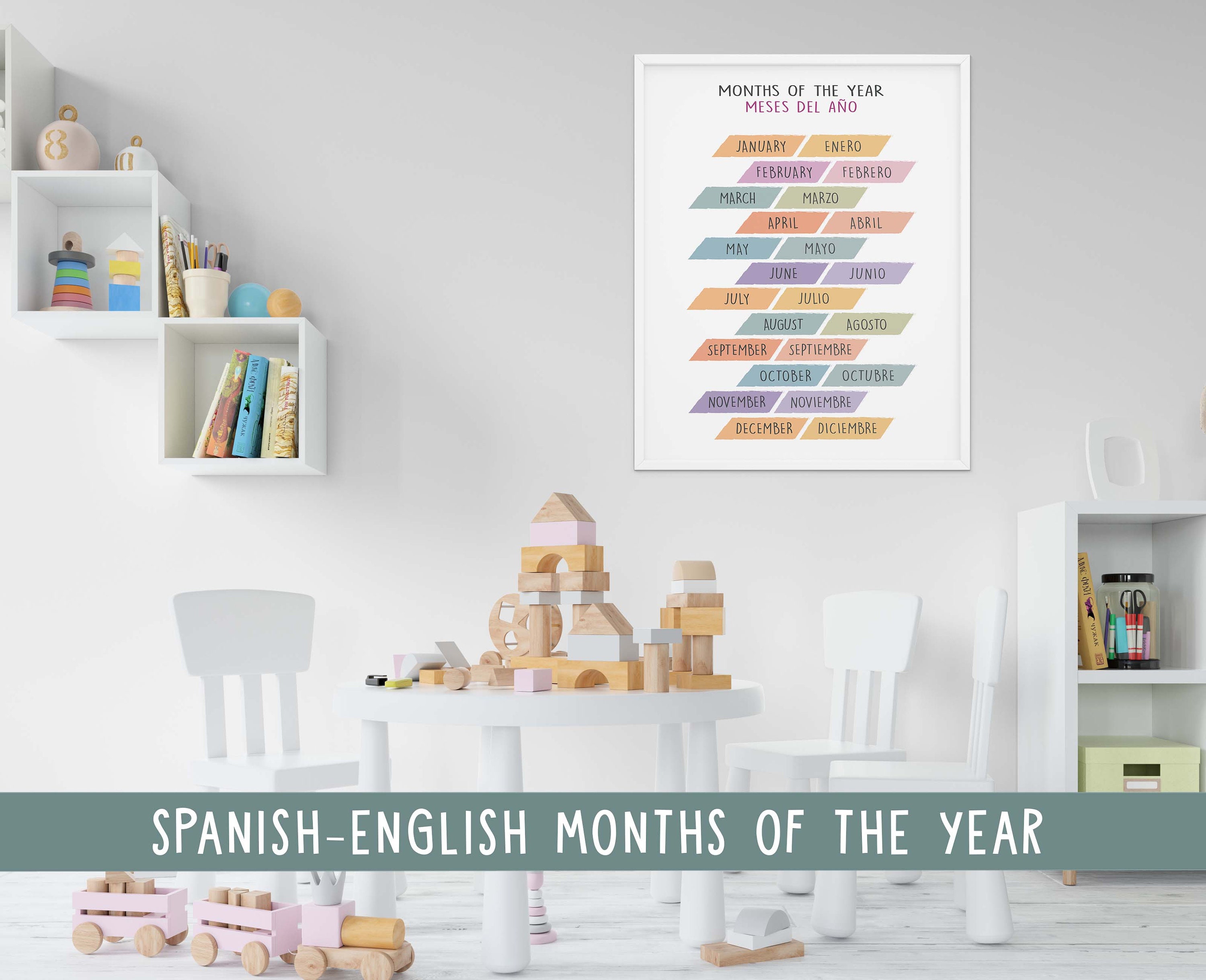 Spanish English Months of the Year Preschool Posters - Etsy