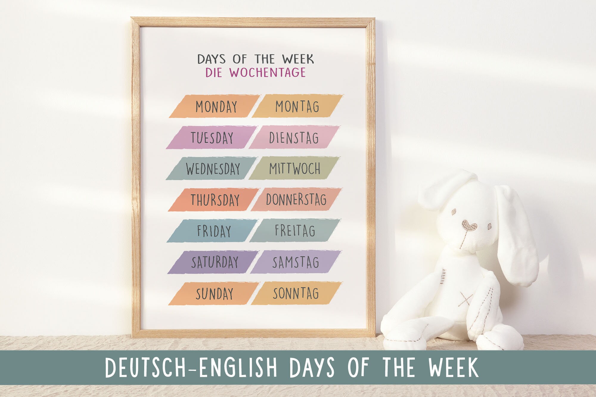 Deutsch English Days of the Week Preschool Posters Educational Prints ...