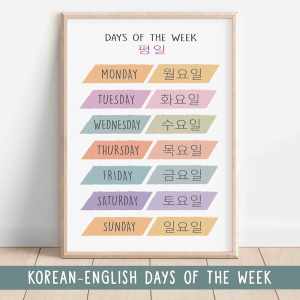 Korean Week Days Poster - Etsy