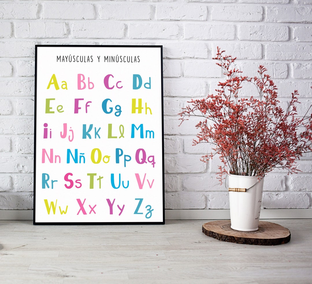 Alfabeto español, minúsculas mayúsculas, póster educativo preescolar ...