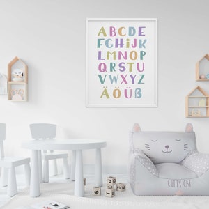 Deutsch Alphabet Educational Preschool Poster for Homeschool, Toddler ...