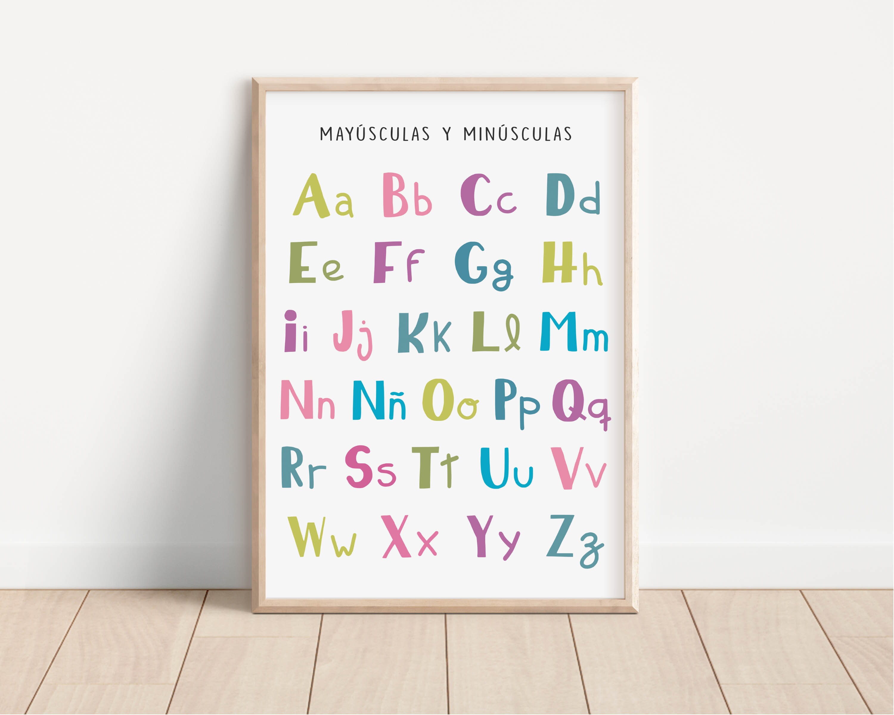 Alfabeto español, minúsculas mayúsculas, póster educativo preescolar ...