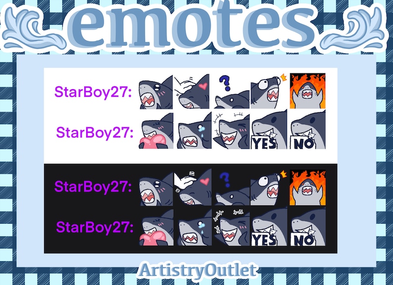 Kawaii Shark Themed Twitch Emotes 112x112/56x56/28x28 - Twitch, Youtube ...